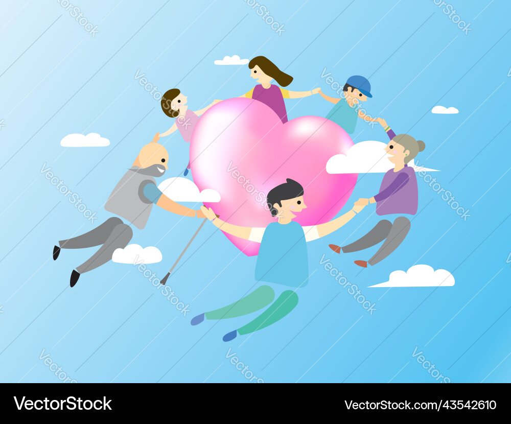 Family hold hand and help each other Royalty Free Vector