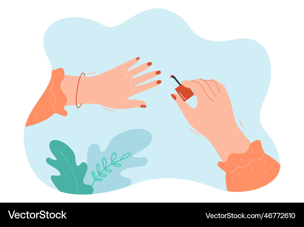 Female hands painting nails flat Royalty Free Vector Image