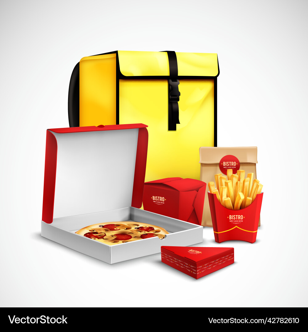 Food delivery bag realistic composition Royalty Free Vector
