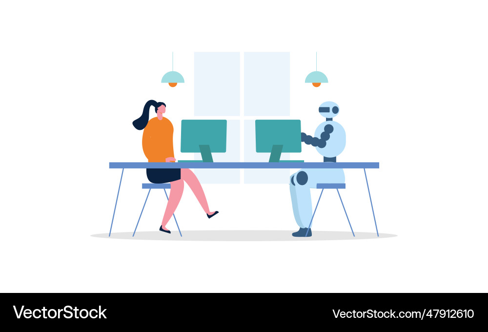 Generative ai robot work in office with people Vector Image