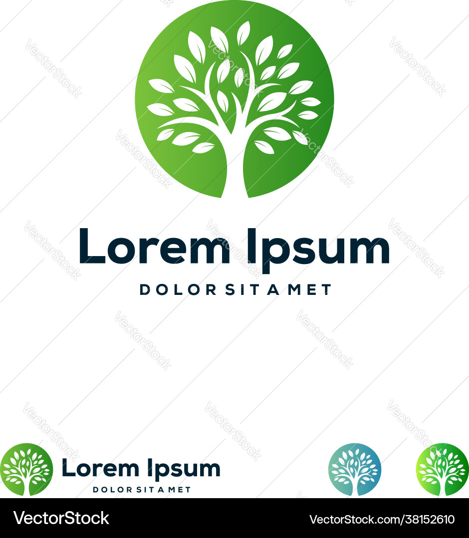 Green garden logo designs concept abstract tree Vector Image