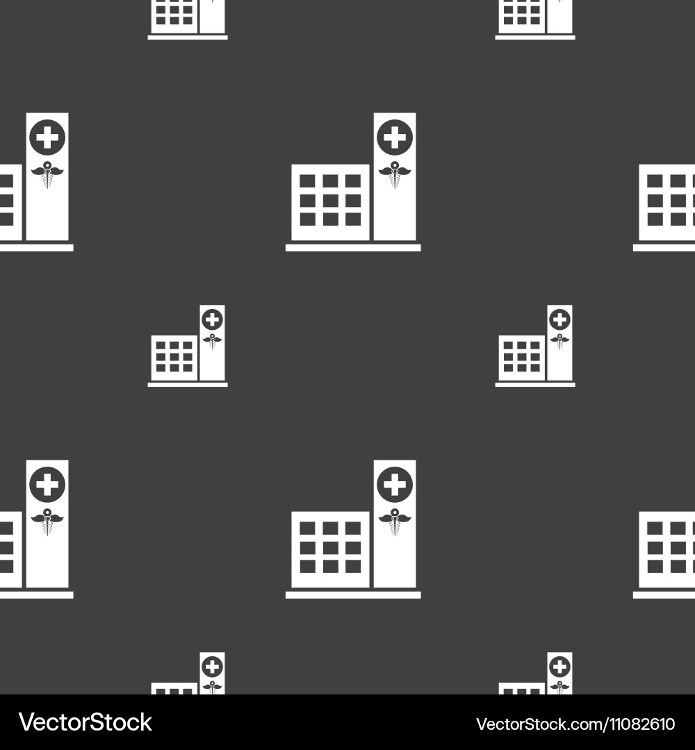 Hospital icon sign seamless pattern on a gray Vector Image