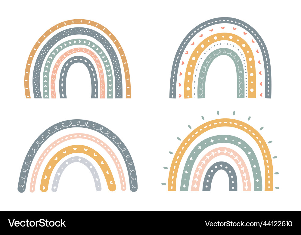 Scandinavian rainbow cute greeting card elements Vector Image
