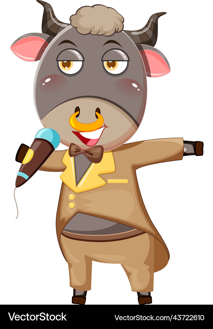 Singer buffalo cartoon character Royalty Free Vector Image