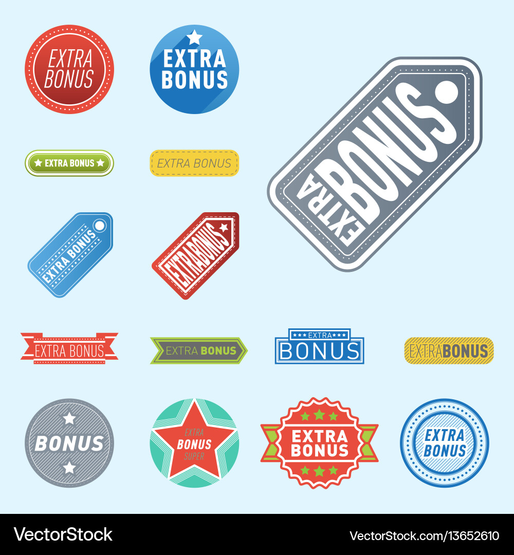 Super extra bonus banners text in color drawn Vector Image