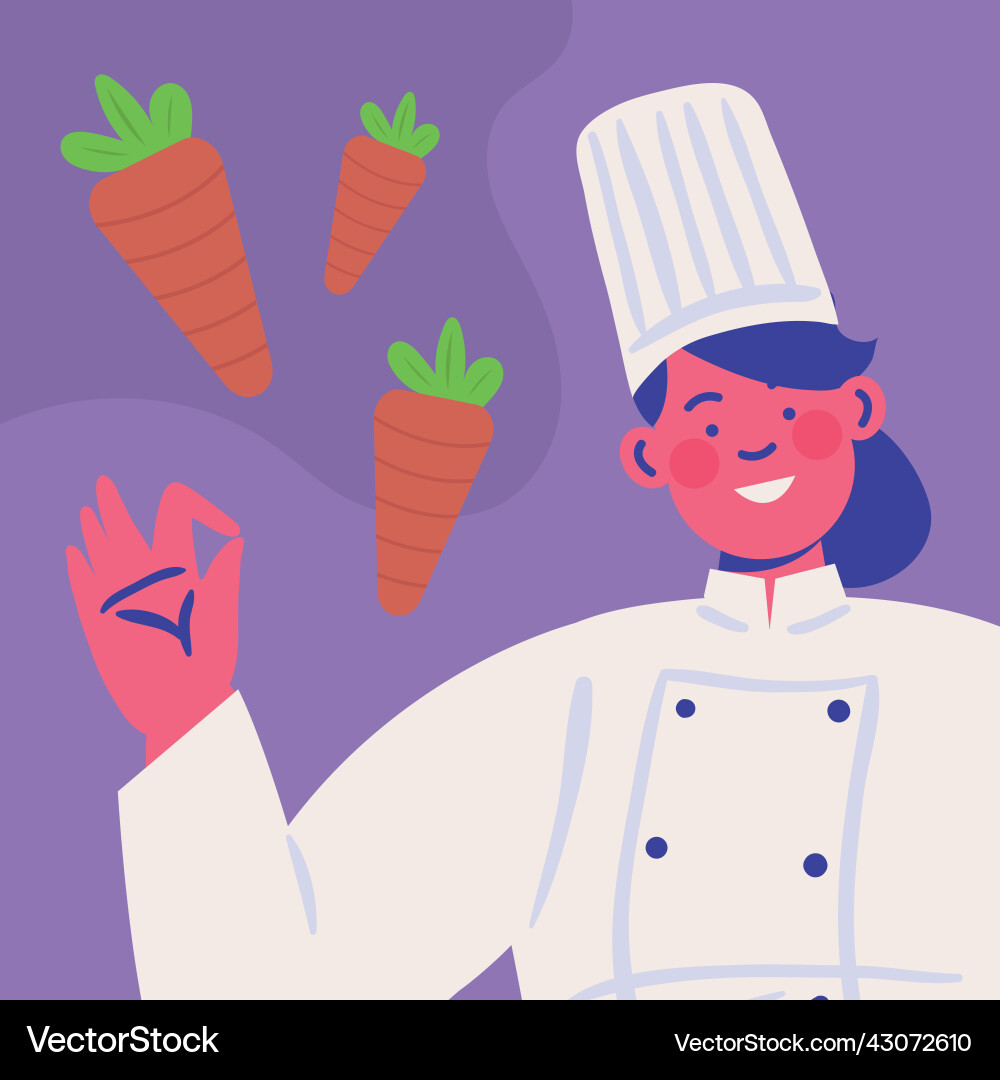 Woman chef with vegetables Royalty Free Vector Image