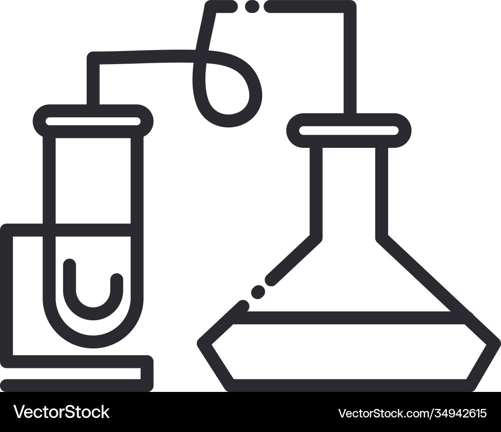 Biology chemical experiment science element line Vector Image