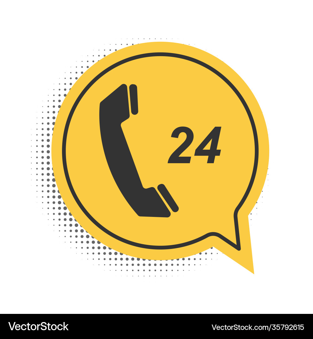Black telephone 24 hours support icon isolated Vector Image