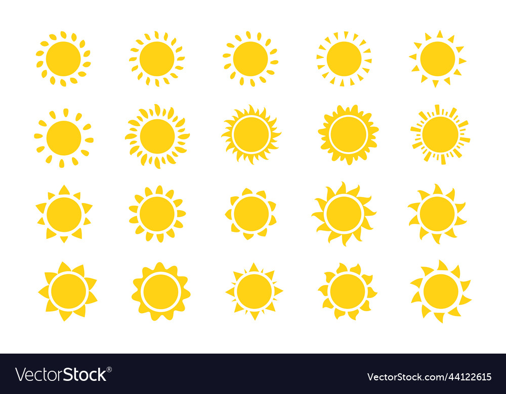 Cartoon yellow sun shining light rays to heat Vector Image Cartoon yellow sun shining light rays to heat Vector Image
