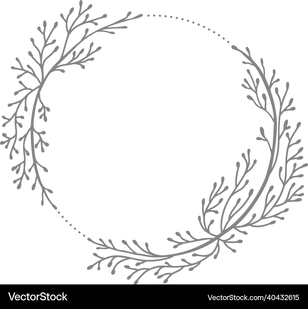 Hand drawn round frame wedding floral Royalty Free Vector