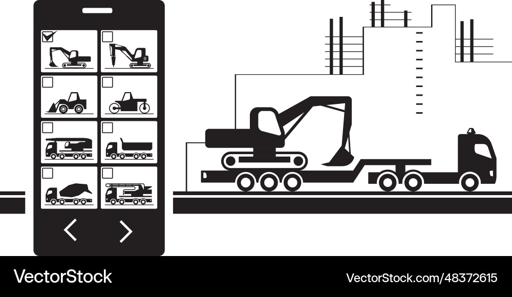 Heavy construction machinery on rent Royalty Free Vector