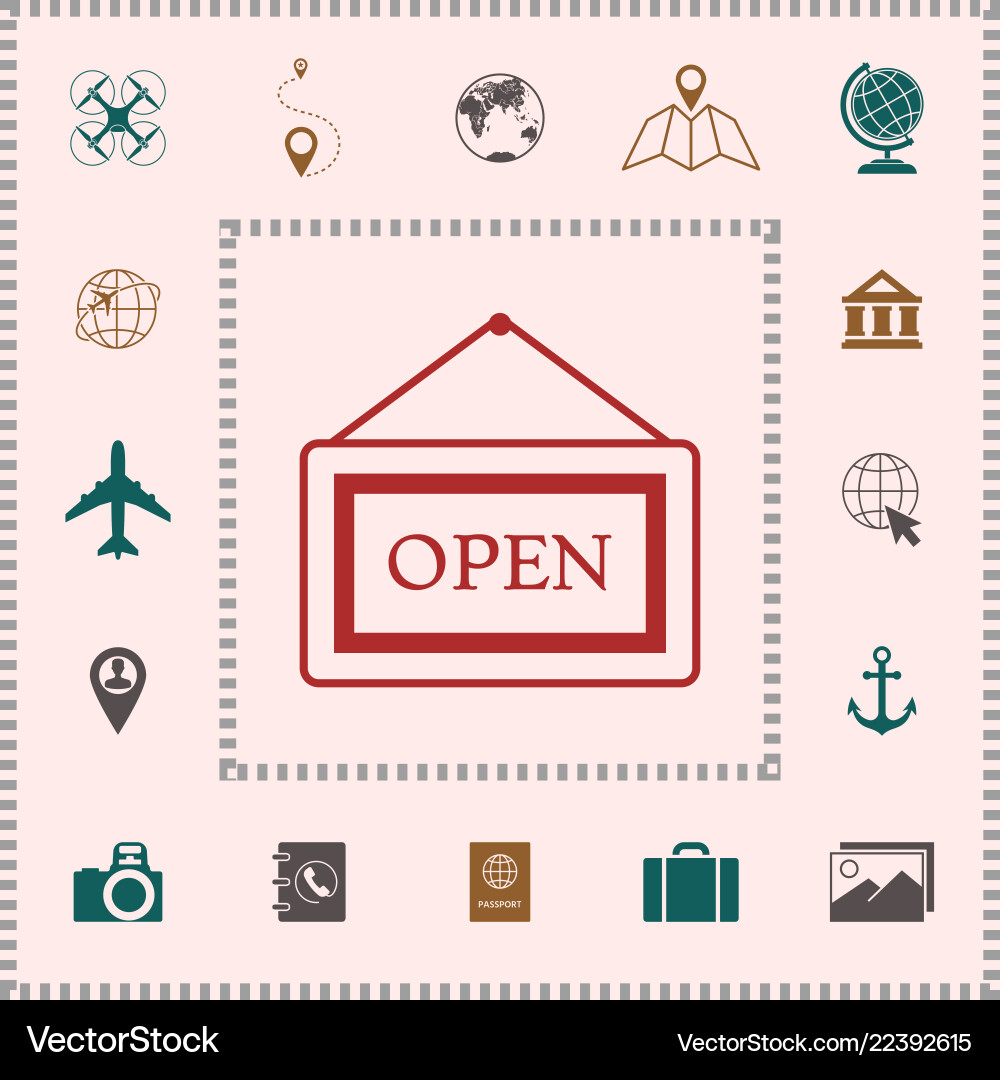 Information plate with open sign board hanging Vector Image