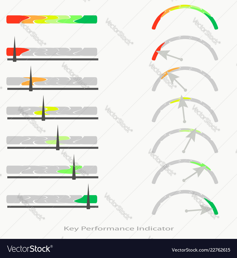 Linear and arc-shaped performance indicators Vector Image