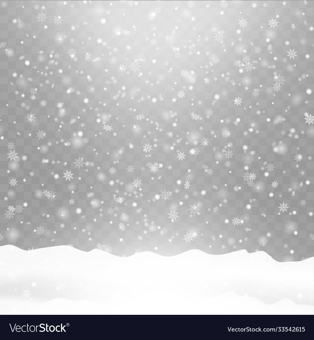 Realistic falling snow on transparent background Vector Image