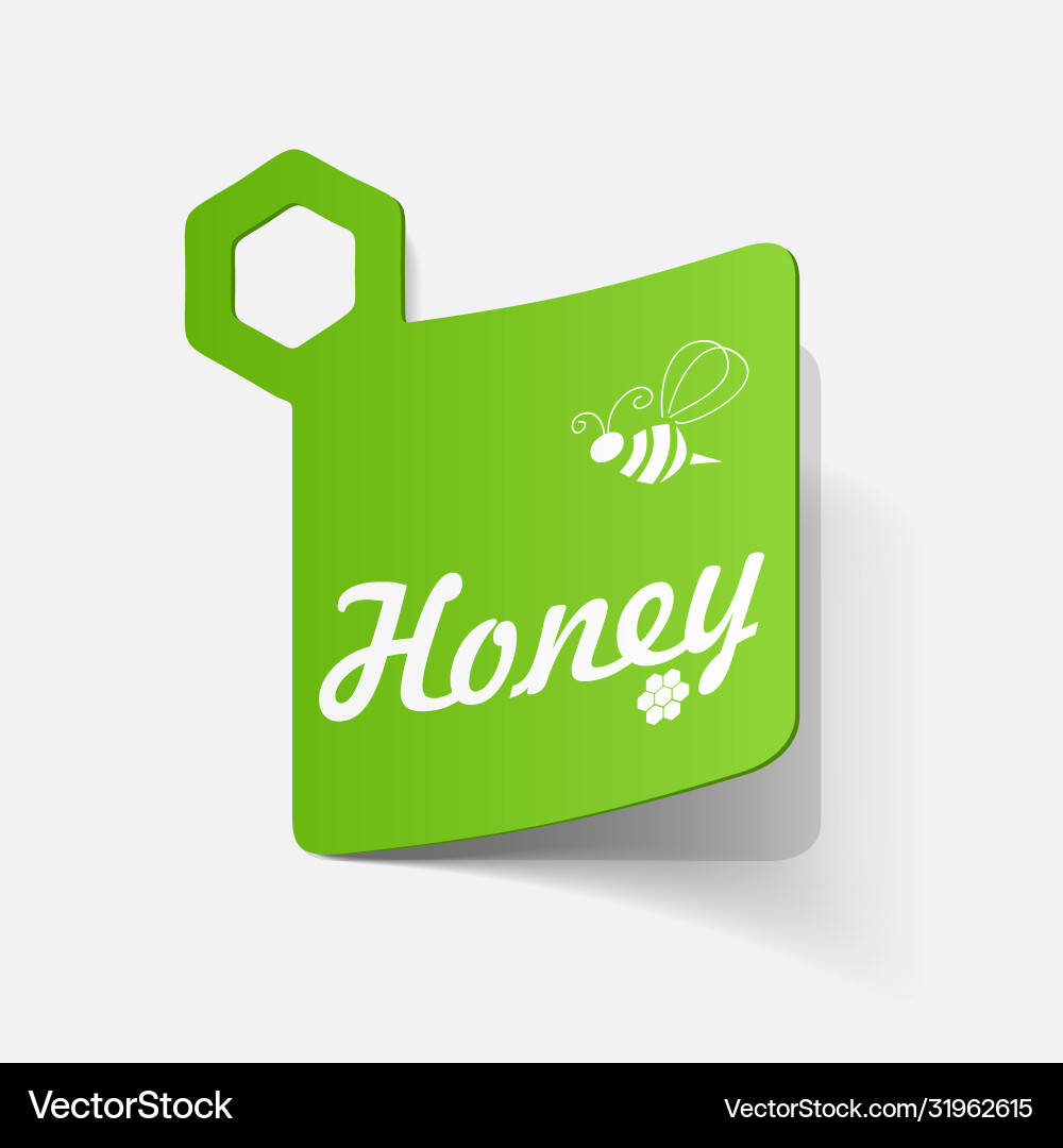 Realistic paper sticker honey Royalty Free Vector Image