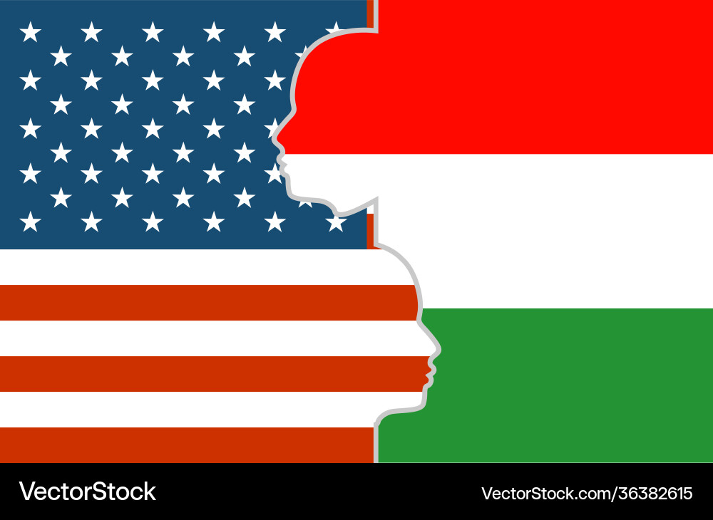 Relationships between usa and hungary Royalty Free Vector
