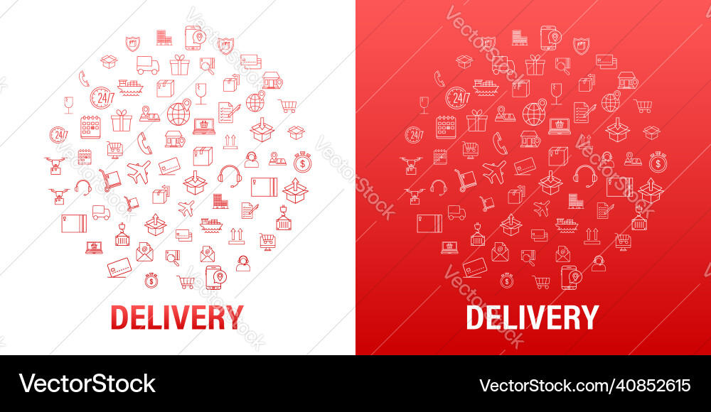 Round set with delivery icon service Royalty Free Vector