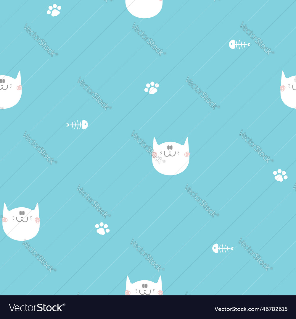 Seamless cat repeat pattern background Royalty Free Vector