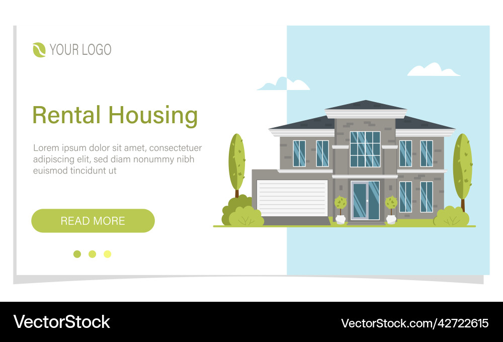 Web banner template for renting home Royalty Free Vector