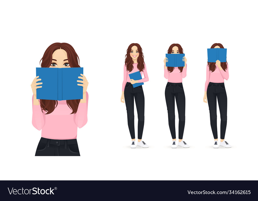 Woman Reading Book Royalty Free Vector Image Vectorstock