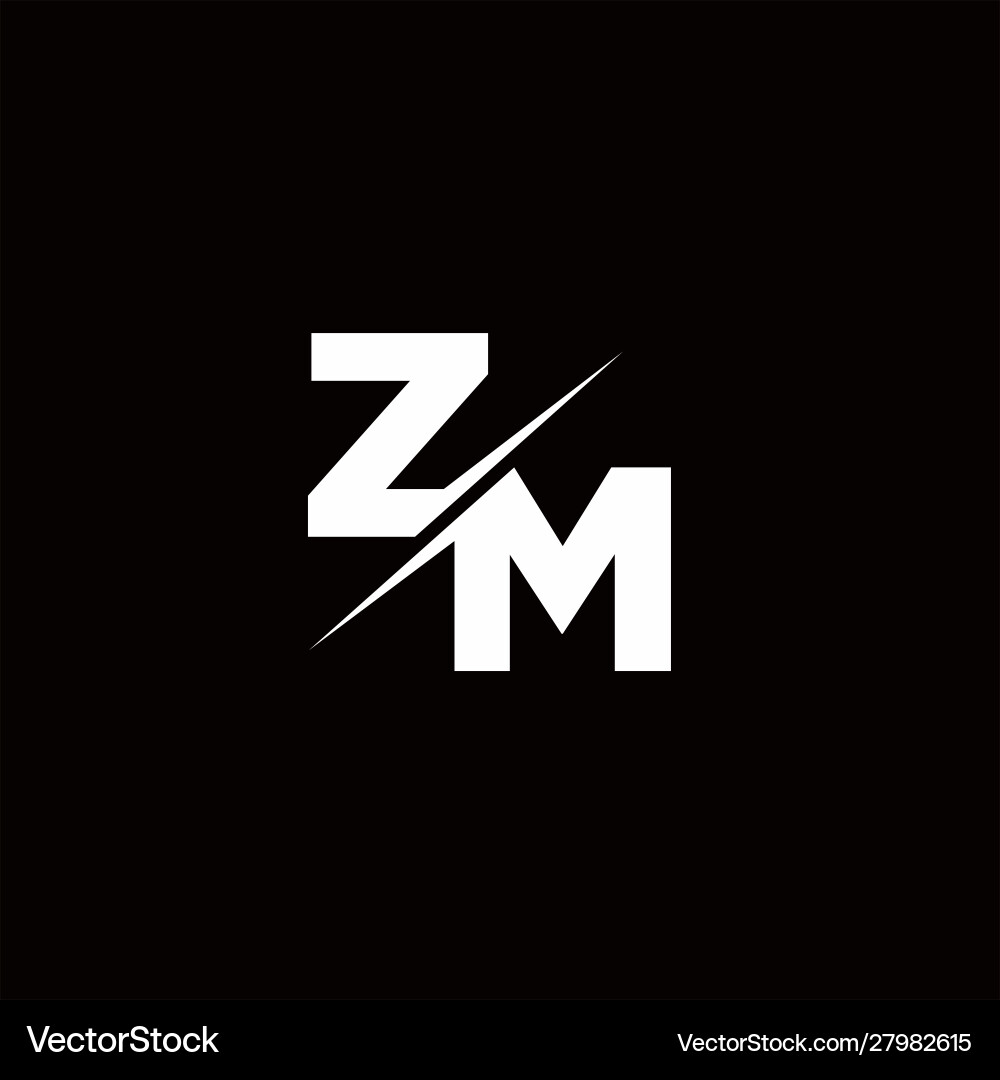 Zm logo letter monogram slash with modern Vector Image
