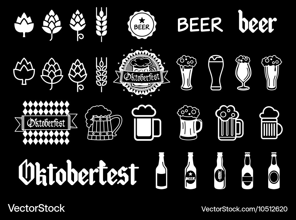 Black beer icons set lager Royalty Free Vector Image
