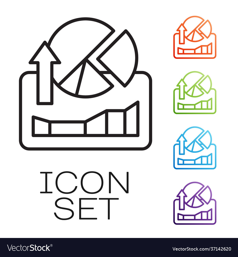 Black line stocks market growth graphs and money Vector Image