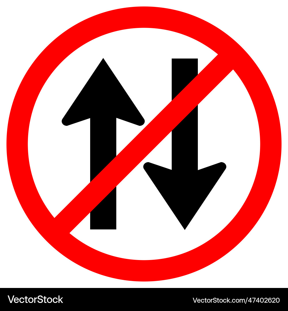 Forbid two way traffic road sign isolate on white Vector Image