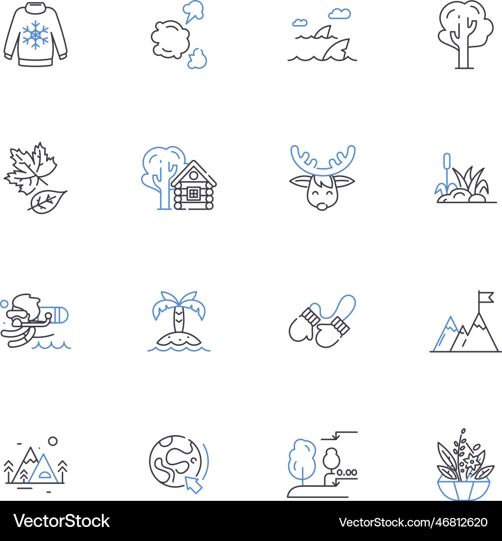 Global warming line icons collection climate Vector Image