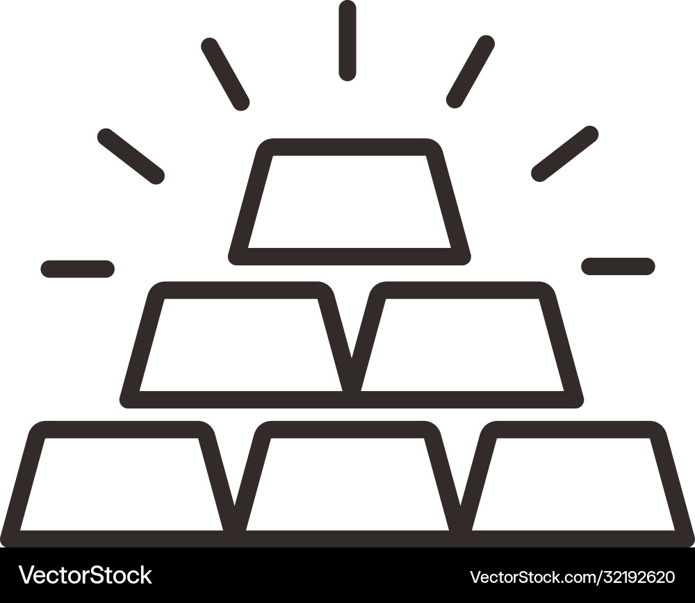 Golden ingots line style icon Royalty Free Vector Image