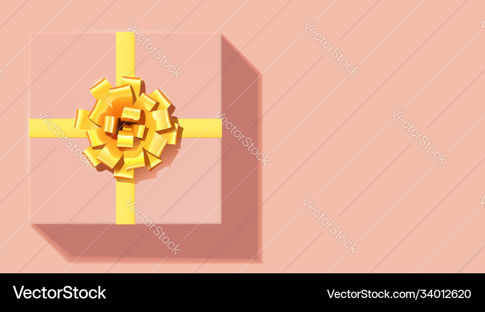 Icon pink gift box present wrapped with golden Vector Image