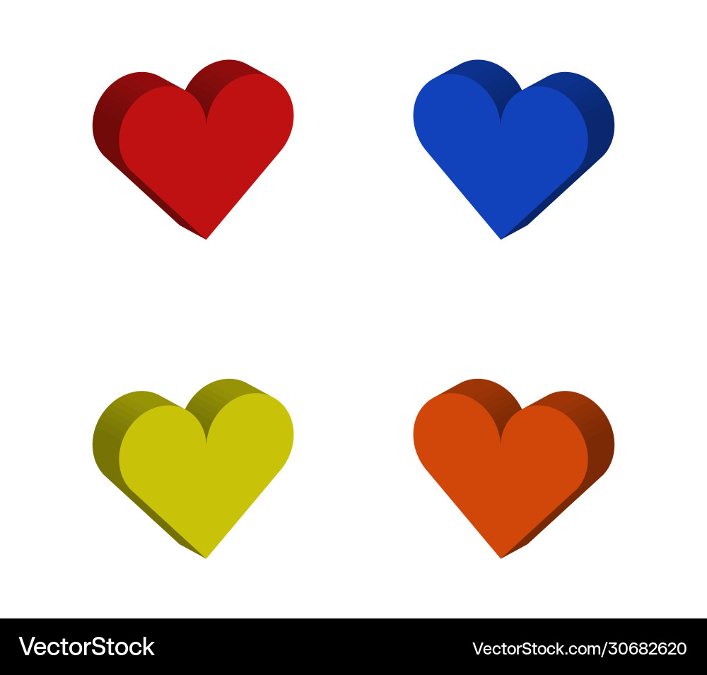 Isometric heart icon in on white background Vector Image