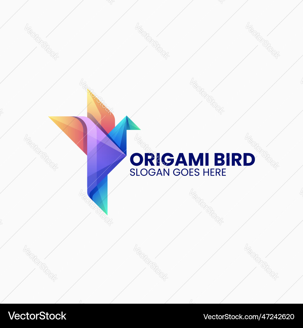 Logo origami bird gradient colorful style Vector Image