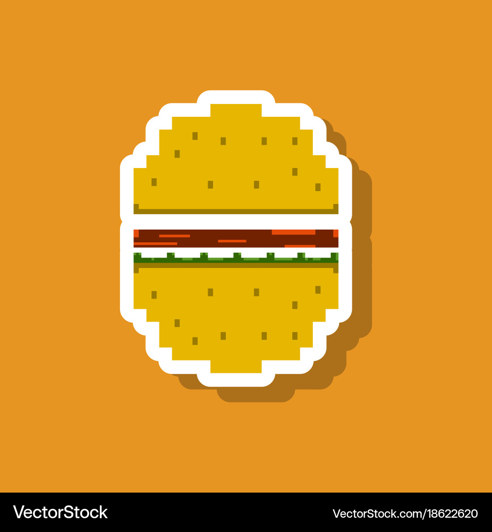 Paper sticker on stylish background hamburger Vector Image