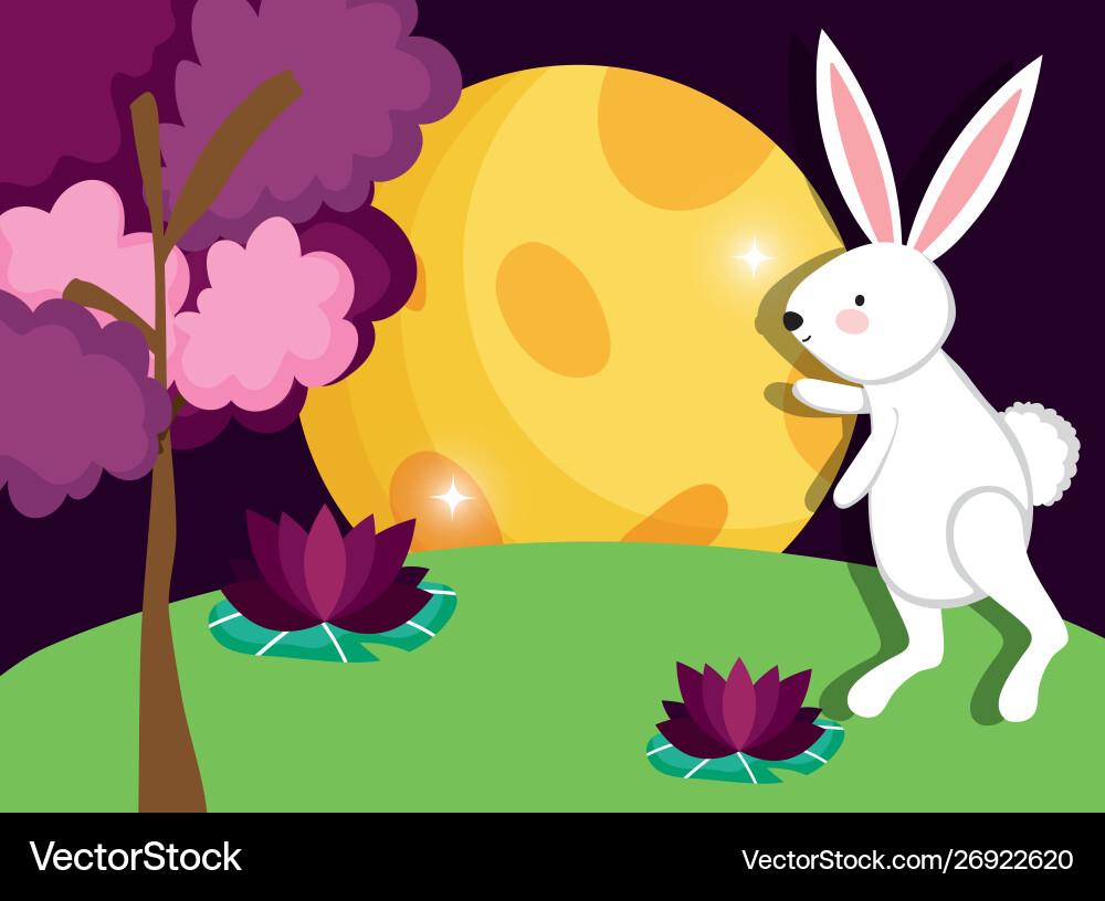 Rabbit happy moon festival image Royalty Free Vector Image