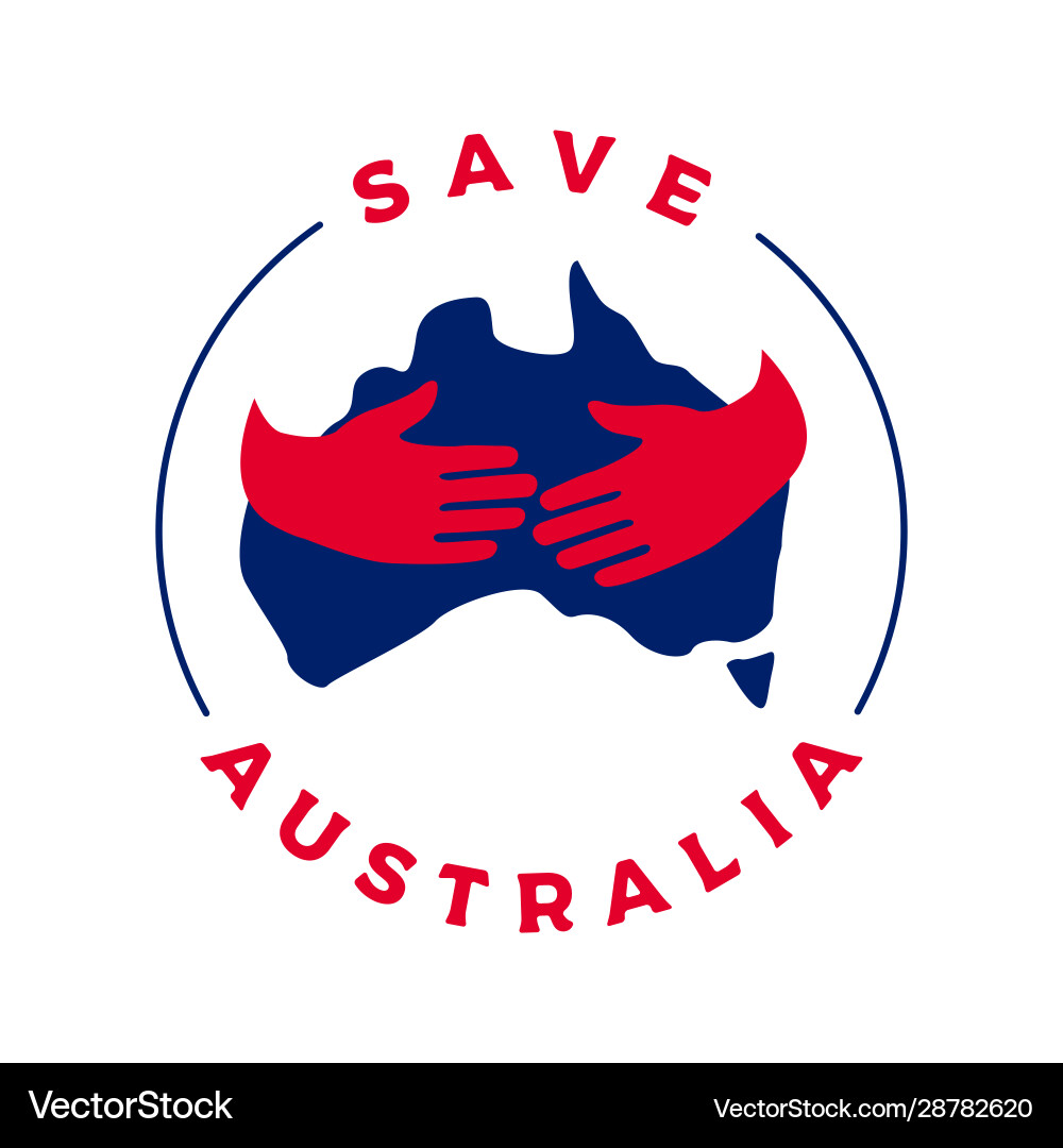 Save australia hand hugs logo icon Royalty Free Vector Image