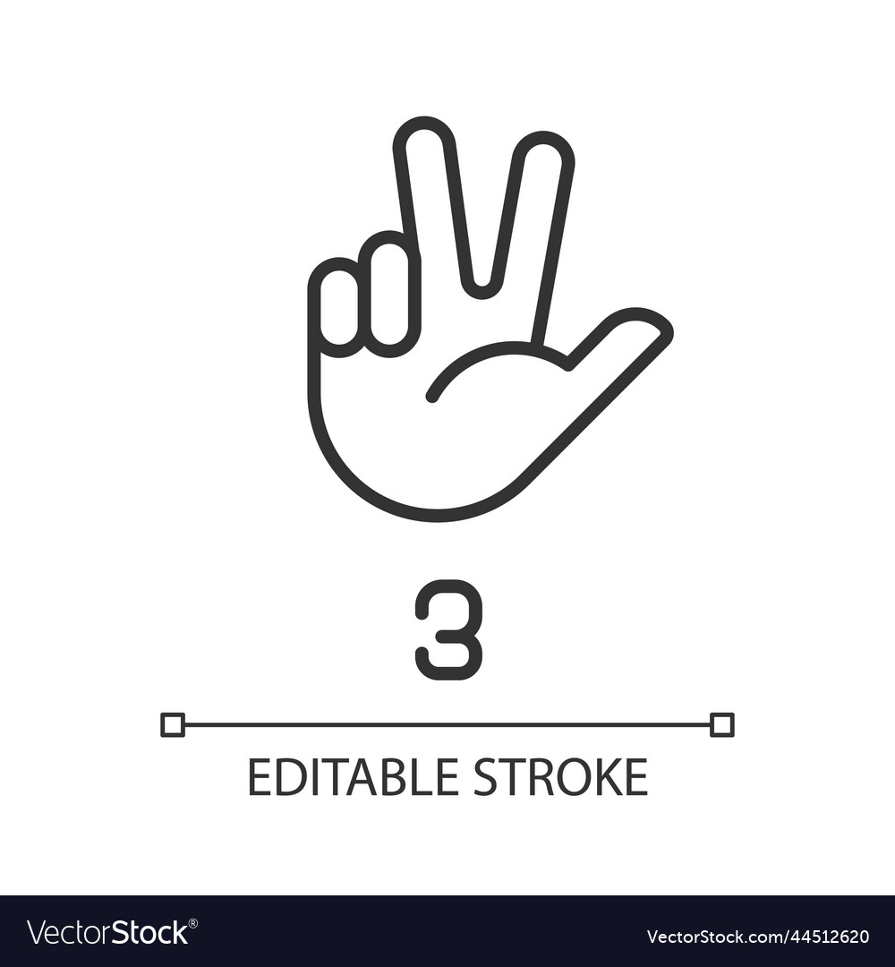 Signing digit three in asl pixel perfect linear Vector Image Signing digit three in asl pixel perfect linear Vector Image