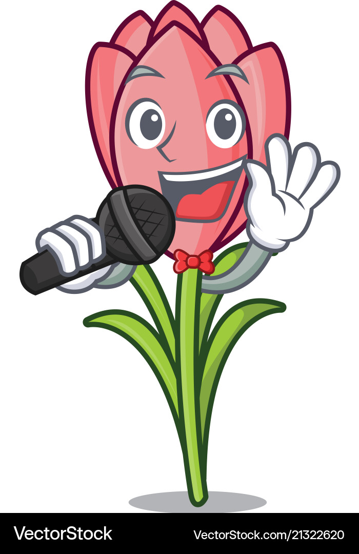 Singing crocus flower mascot cartoon Royalty Free Vector