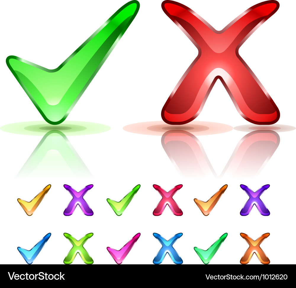 Tick and Cross Icons Royalty Free Vector Image