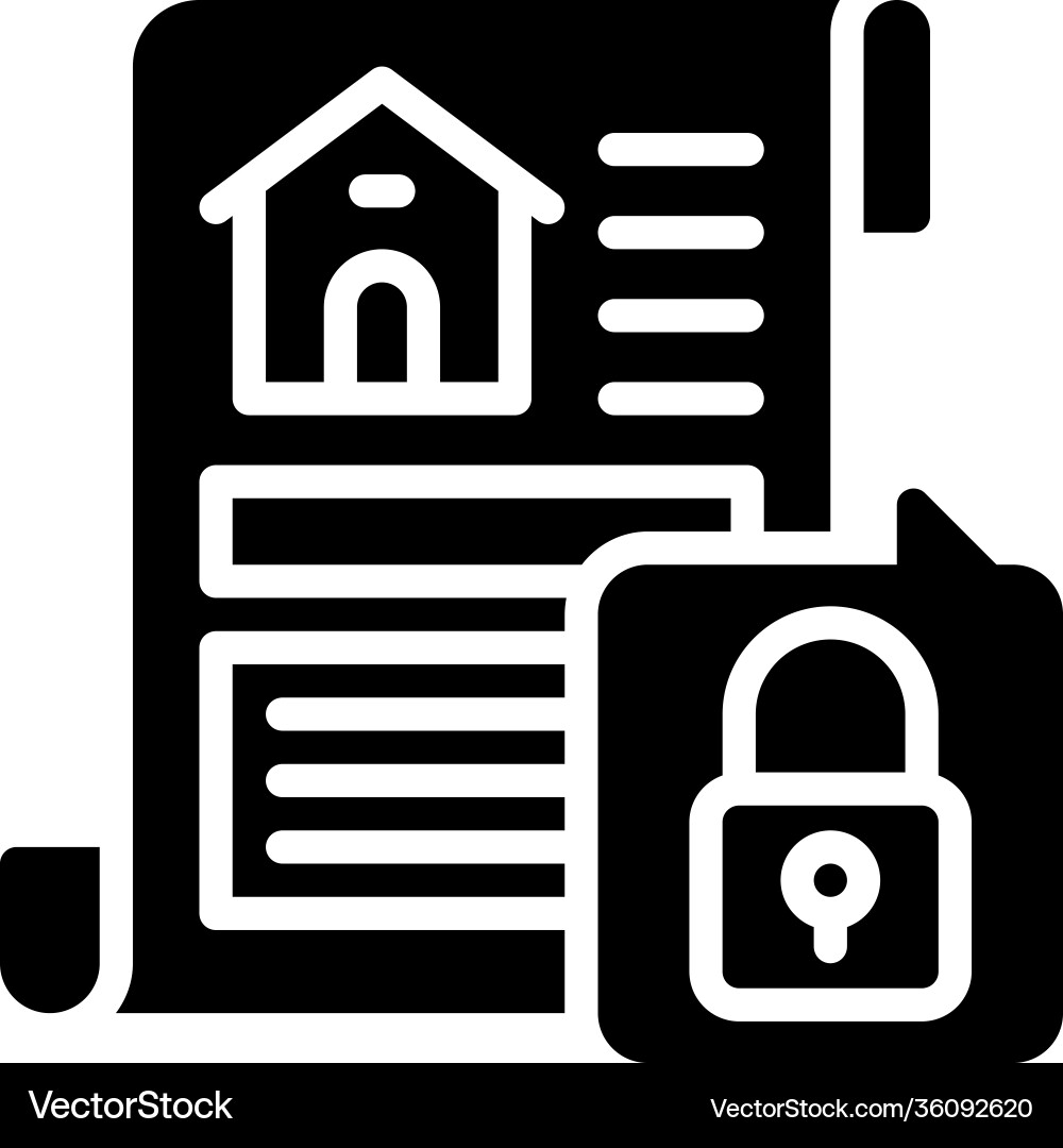 Title deed with lock icon bankruptcy related Vector Image
