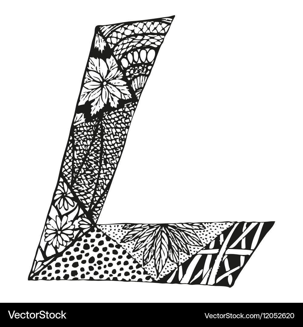Vintage monogram l doodle alphabet character Vector Image