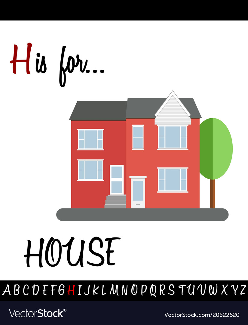 Vocabulary worksheet card with cartoon house Vector Image