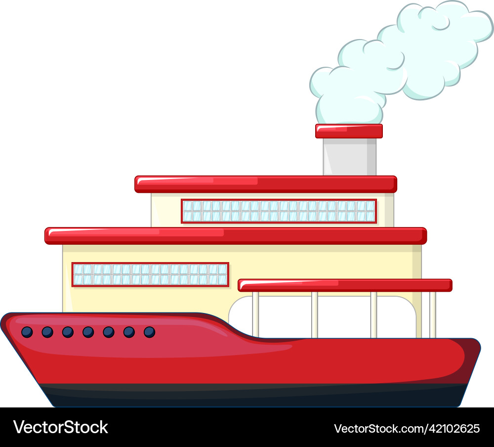 Big ship in red color Royalty Free Vector Image