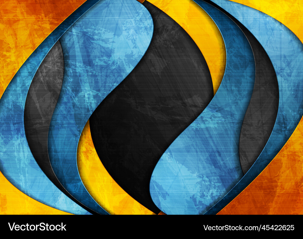 Bright orange and blue grunge waves abstract Vector Image