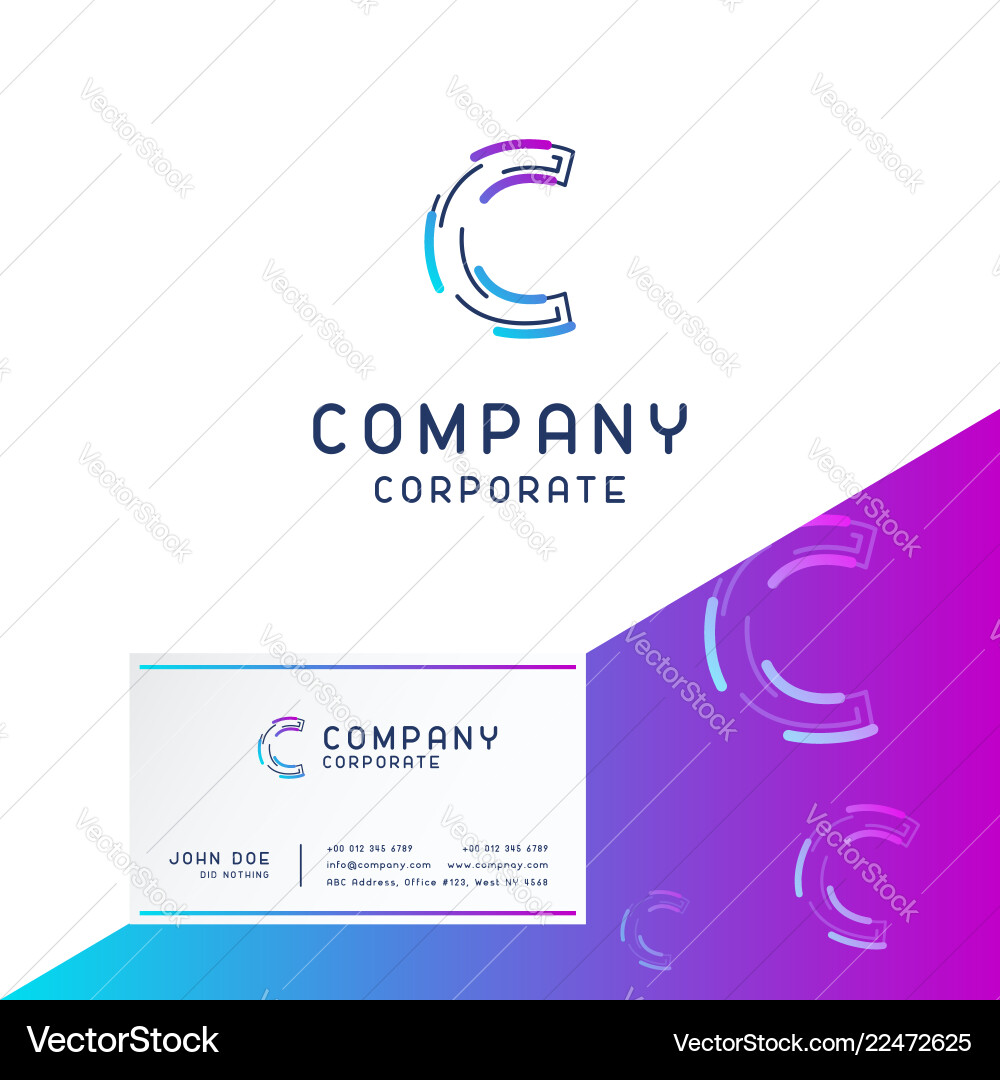 C company logo design with visiting card Vector Image