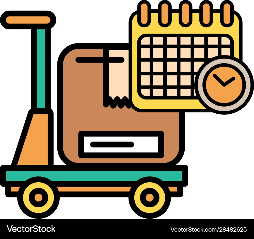 Cart with box carton postal service Royalty Free Vector