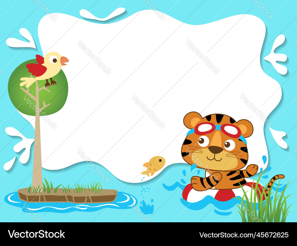 Cartoon of blank empty background frame tiger Vector Image