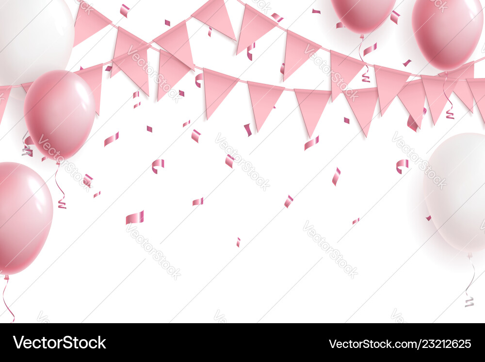 Celebration cute pink background with balloons Vector Image