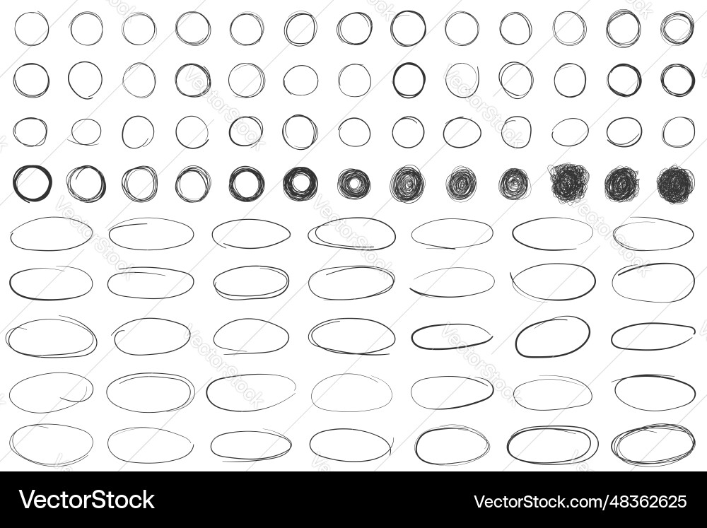Circle line sketch icon in hand drawn style Vector Image