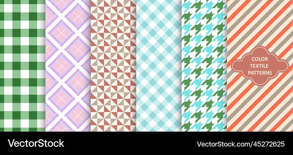 Collection of colorful seamless textile patterns Vector Image